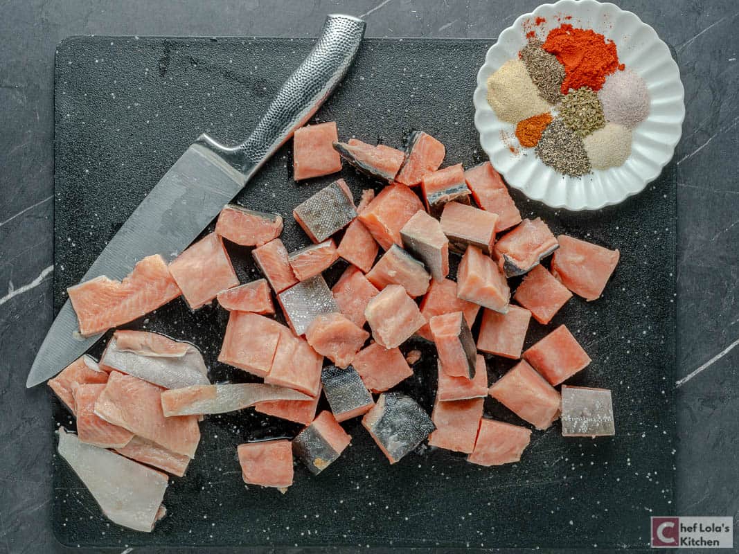Salmon Bites - 3 ways with Dipping Sauce - Chef Lola's Kitchen