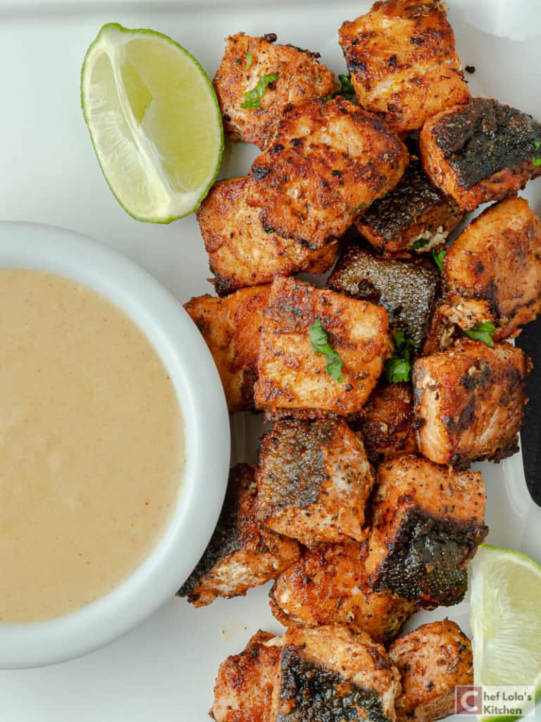 Salmon Bites 3 Ways With Dipping Sauce Chef Lola S Kitchen