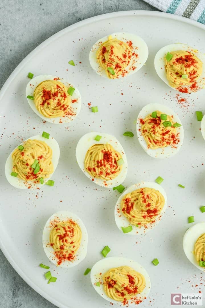 Bright, Punchy, Dijon Deviled Eggs - Chef Lola's Kitchen