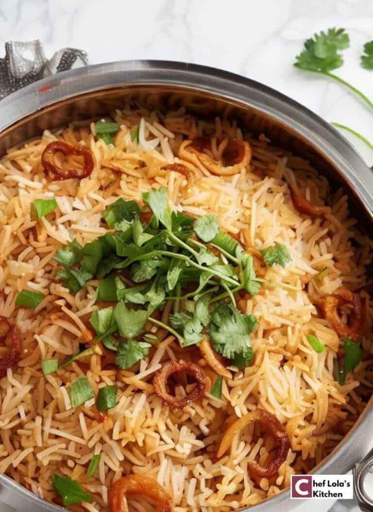 Chicken Biryani With Saffron, Yogurt, & Caramelized Onions - Chef Lola ...