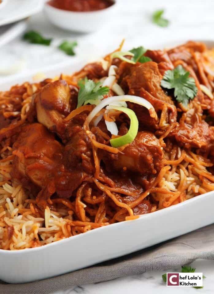 Chicken Biryani With Saffron, Yogurt, & Caramelized Onions - Chef Lola ...