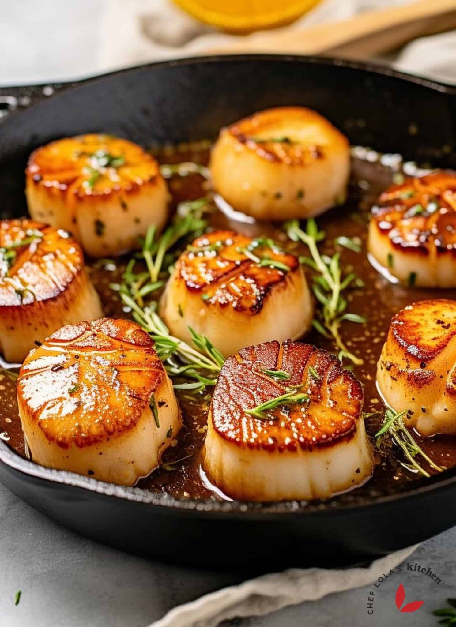 Succulent Pan-Seared Scallops with Brown Butter and Herbs - Chef Lola's ...
