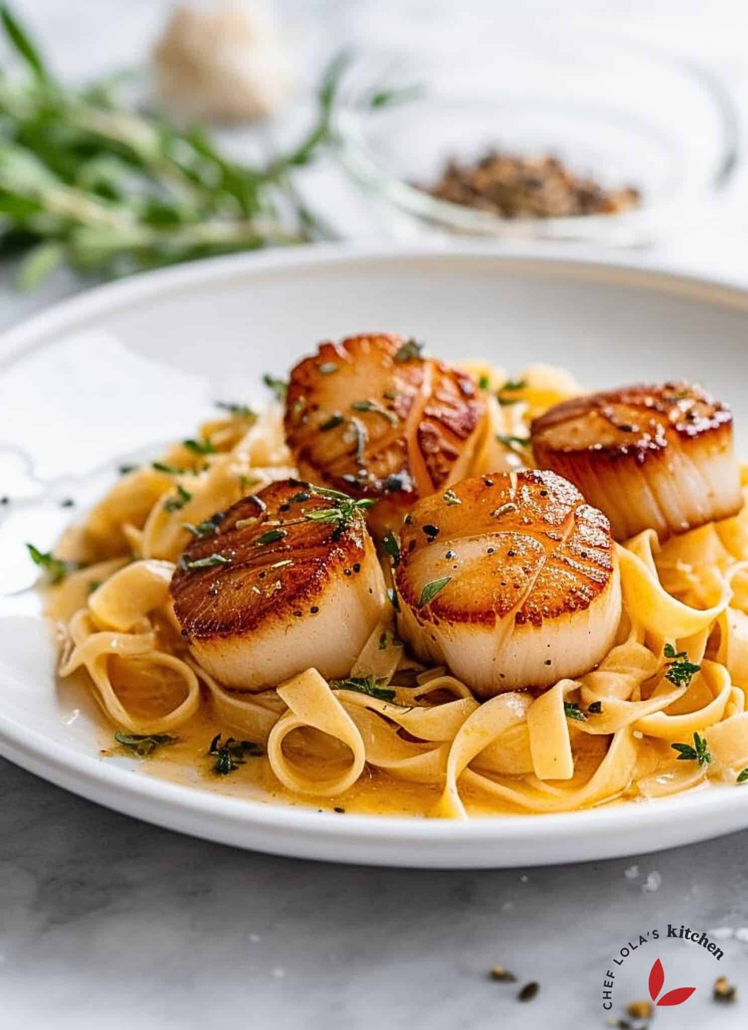 Succulent Pan-Seared Scallops with Brown Butter and Herbs - Chef Lola's ...