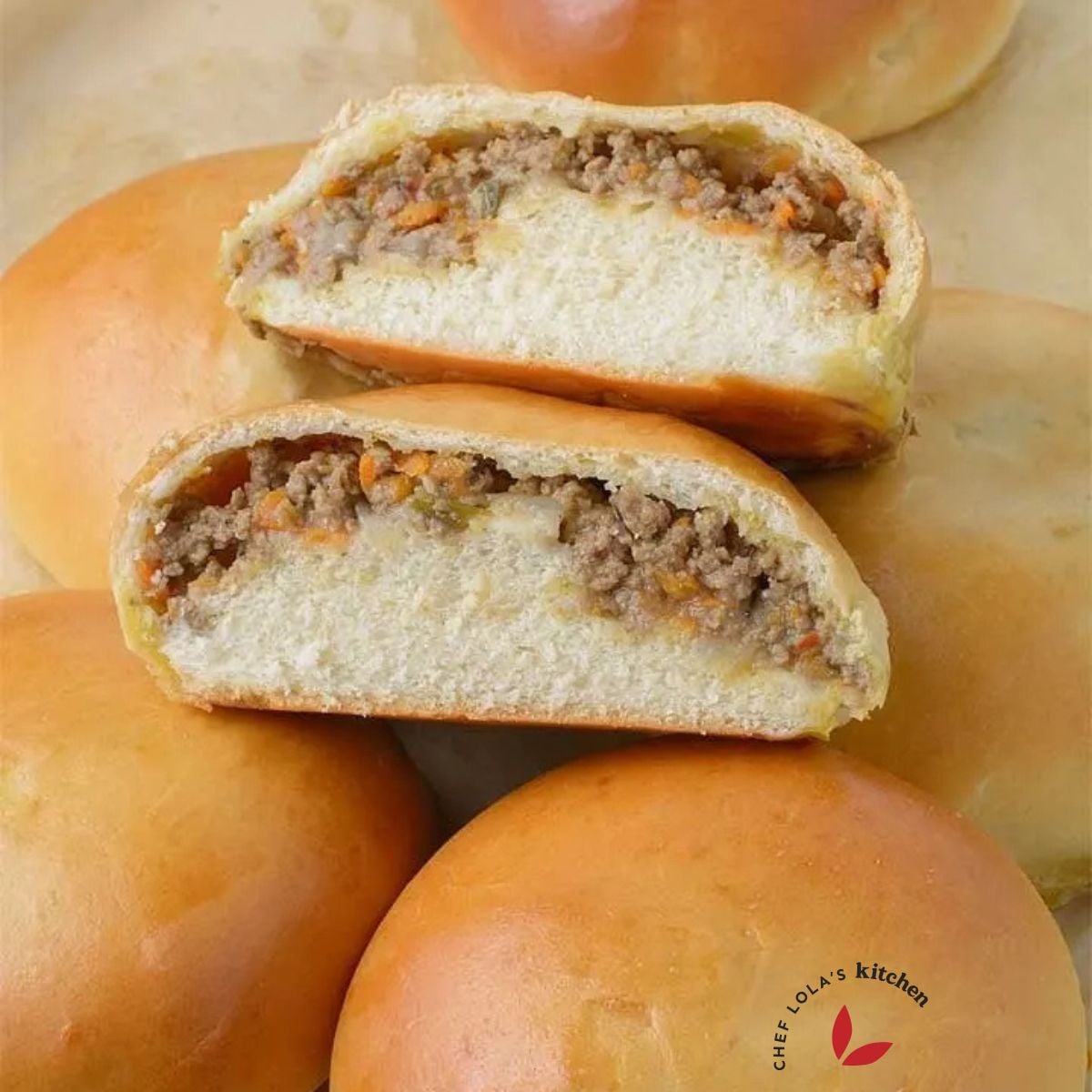 Meat Buns - Meat Stuffed Bun - Chef Lola's Kitchen