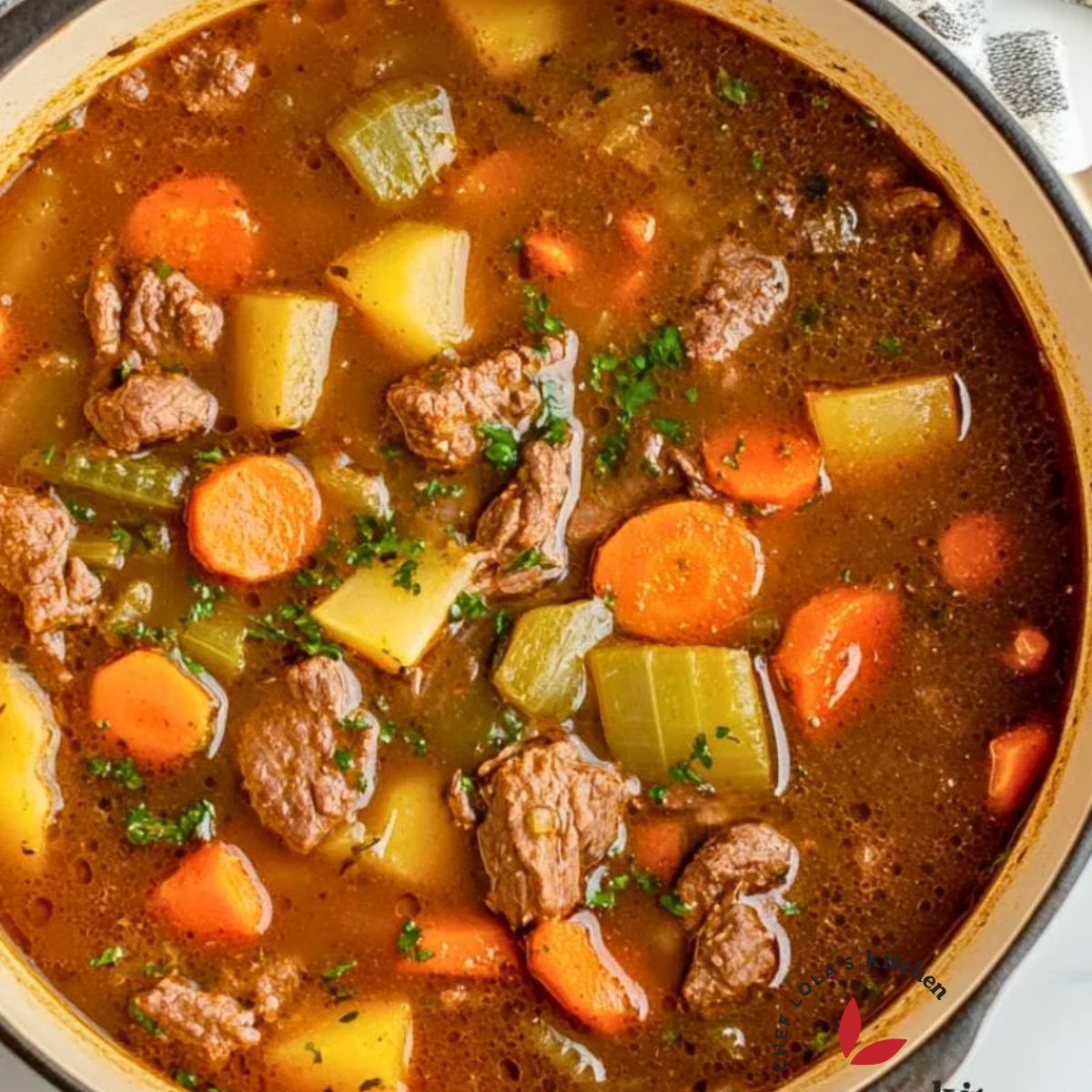 Delicious and hearty Vegetable Beef Soup - Chef Lola's Kitchen