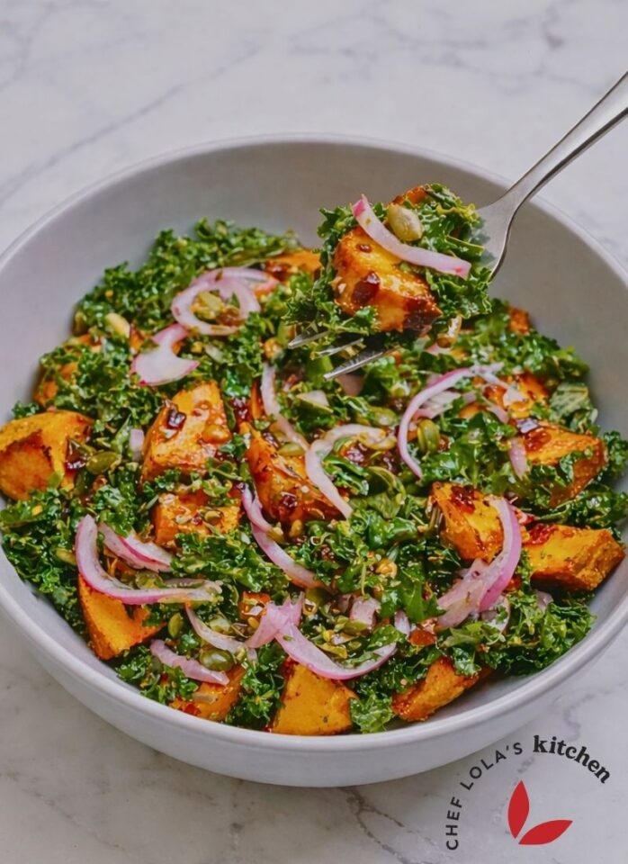 My To Go Sweet Potato Kale Salad - Chef Lola's Kitchen