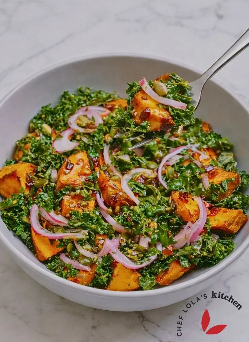 My To Go Sweet Potato Kale Salad - Chef Lola's Kitchen